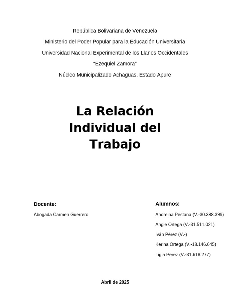 La Relación Individual Del Trabajo | PDF | Derecho laboral | Salario