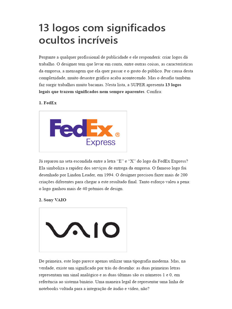 13 Logos com Significados Ocultos | PDF | Publicidade