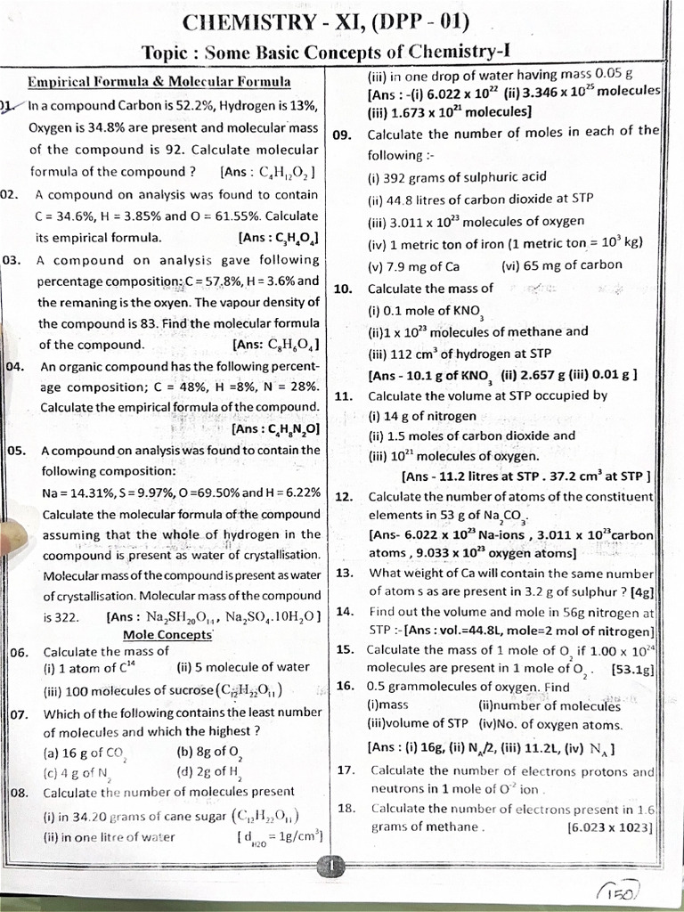 chemistry DPP-1 | PDF
