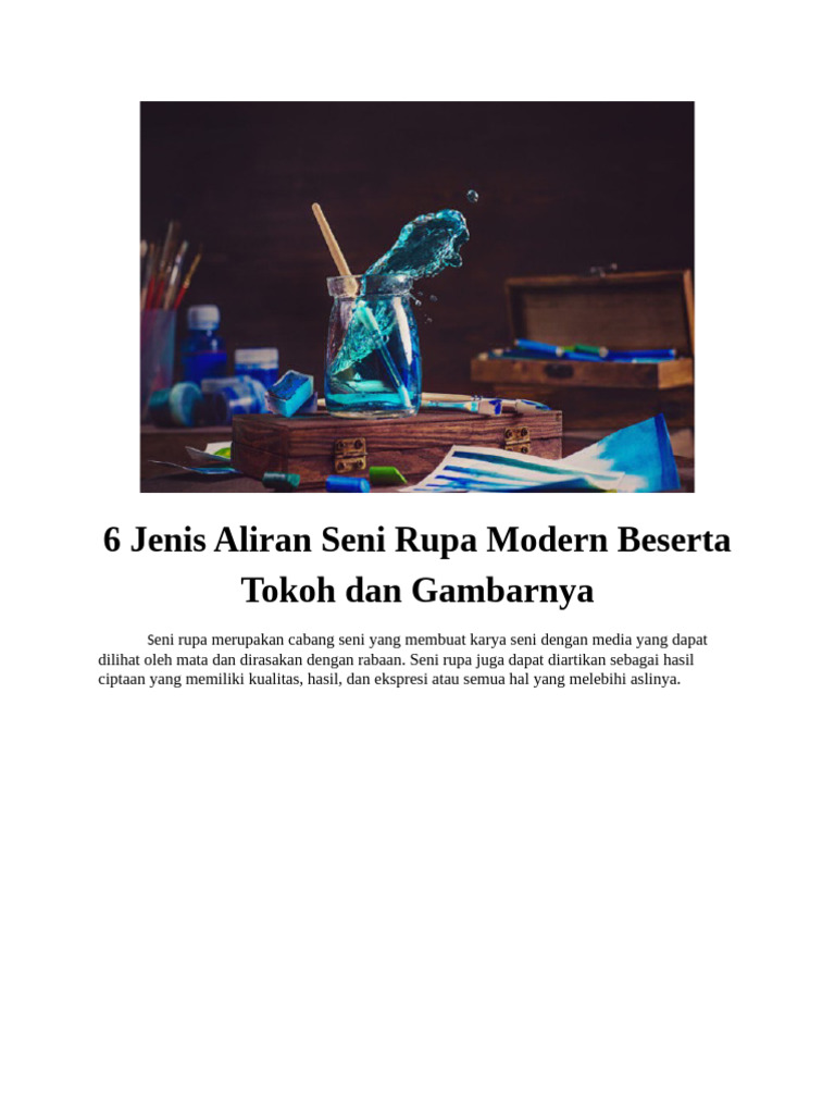 6 Jenis Aliran Seni Rupa Modern Beserta Tokoh Dan Gambarnya | PDF