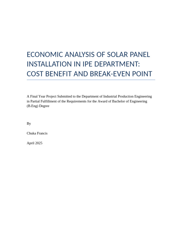 Expanded Economic Analysis Solar Panel IPE | PDF | Solar Power ...