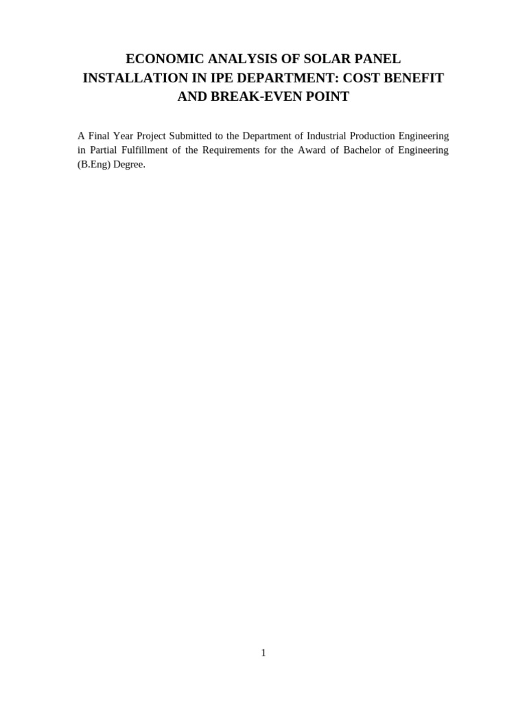 Economic Analysis Solar Panel IPE | PDF | Photovoltaics | Solar Power