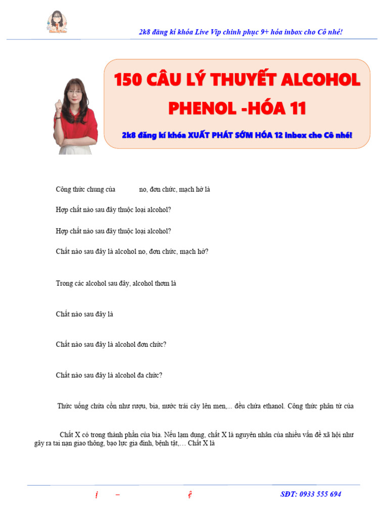 150 Câu LT Alochol Phenol | PDF