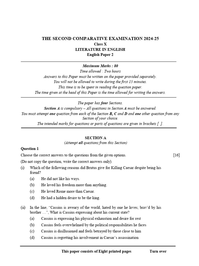 Class X English Literature-10 sc24-25 | PDF | Julius Caesar