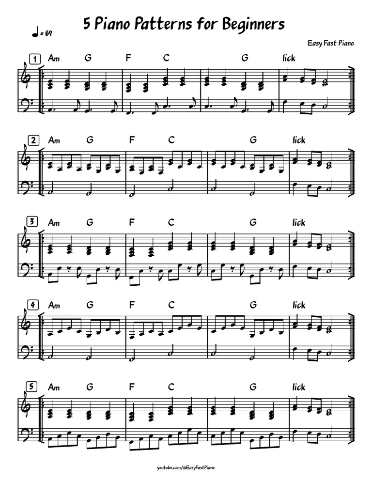 5 Piano Patterns Beginners | PDF
