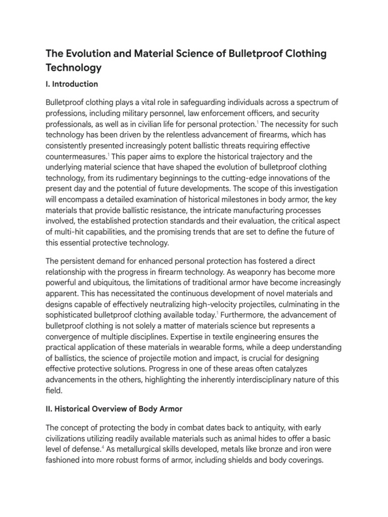 The Evolution and Material Science of Bulletproof Clothing Technology | PDF | Materials