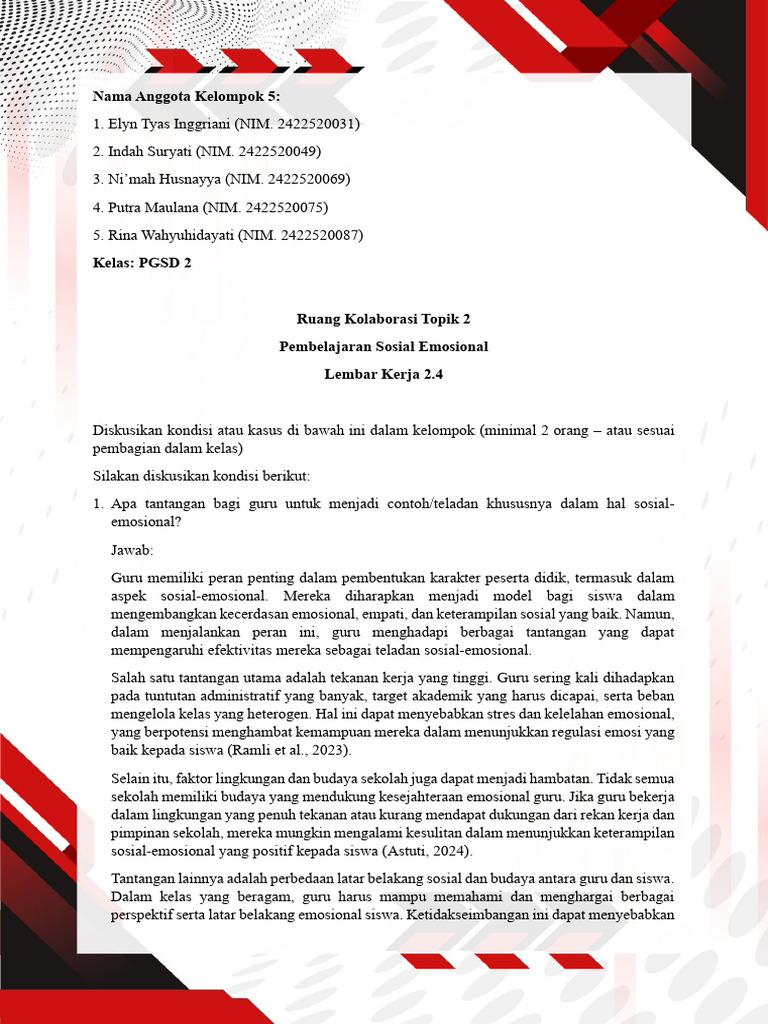 T2.4a Ruang Kolaborasi (LK 2.4) - Kelompok 5 | PDF