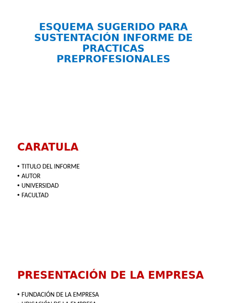 Esquema Sustentación Informe de Practicas | PDF