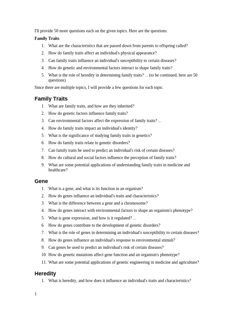 Family Traits | PDF | Deforestation | Genetics
