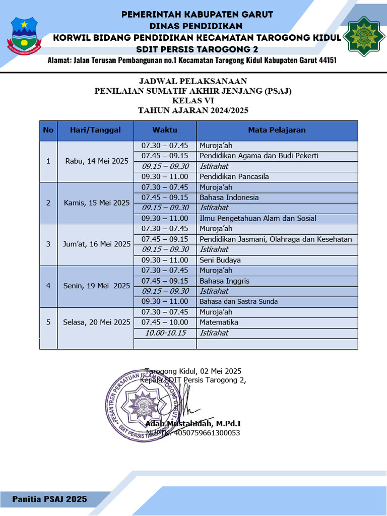 Jadwal Psaj 2025 | PDF