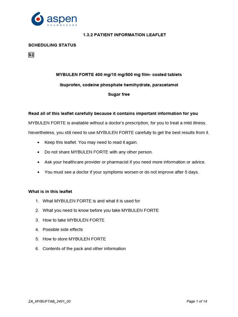 MYBULEN_FORTE_Tab_Comb_MYBUFTAB_2401_00_EPIL_20240123 | PDF | Analgesic ...