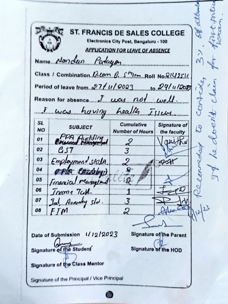 Attendance Claim Nandan | PDF