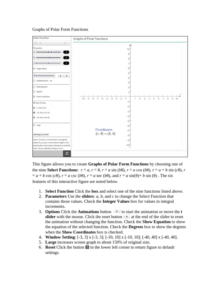 Graphs Polar Form Functions | PDF | Coordinate System | Equations