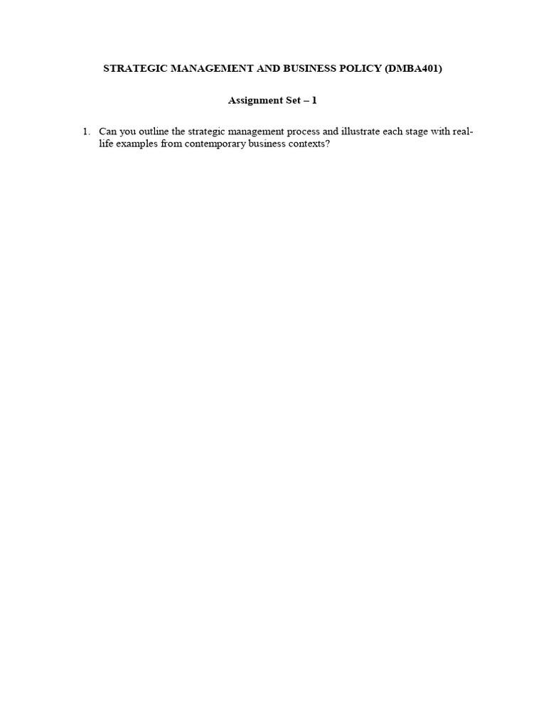 Dmba401 - Strategic Management and Business Policy | PDF | Strategic ...