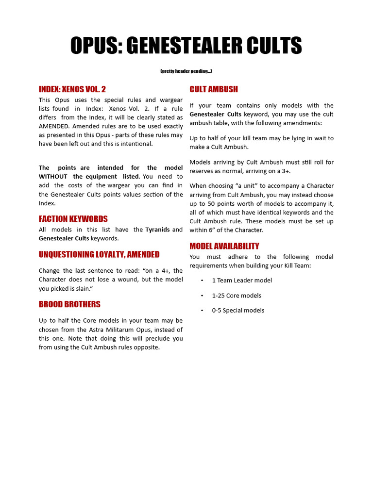 Genestealer Cults Opus CA | PDF
