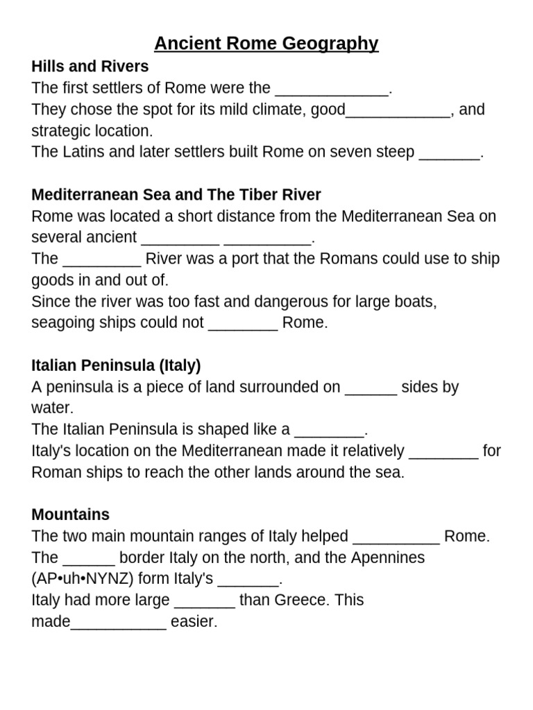 Ancient Rome Geography Noteguide | PDF