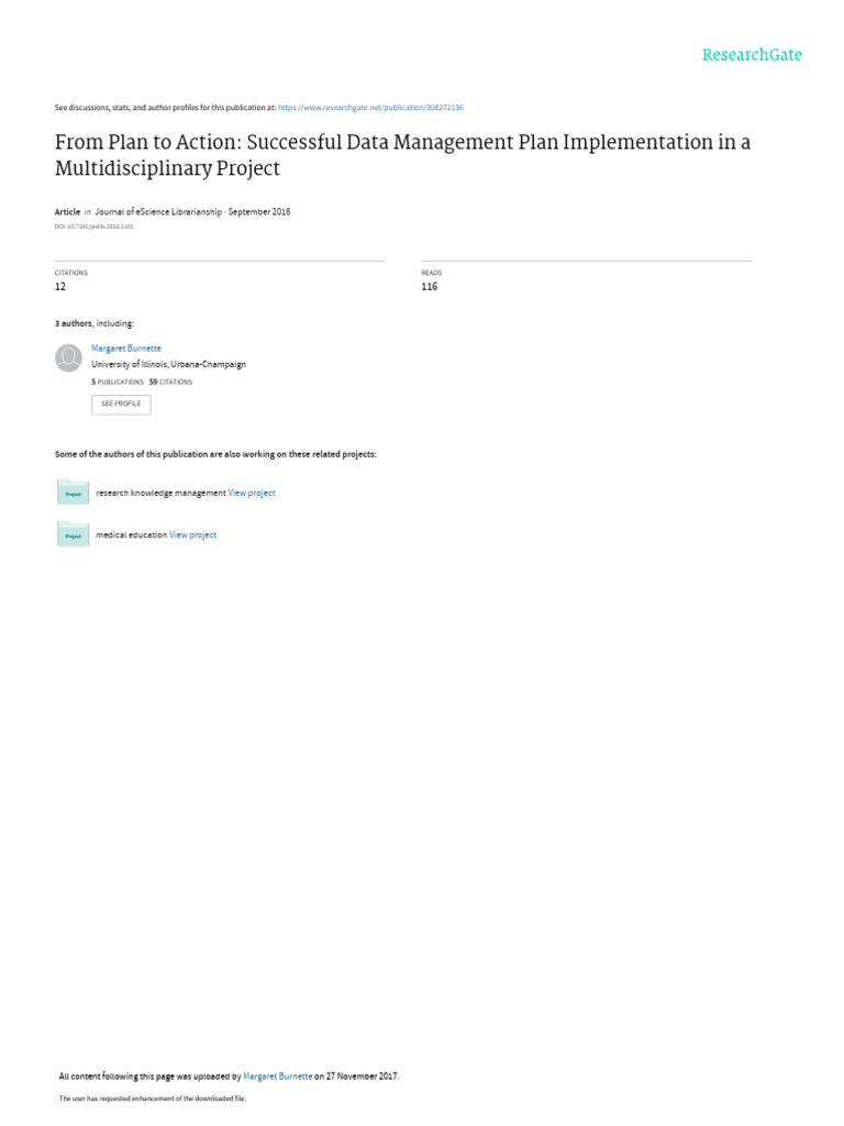 From Plan To Action Successful Data Management Pla | PDF | Data | Information Science