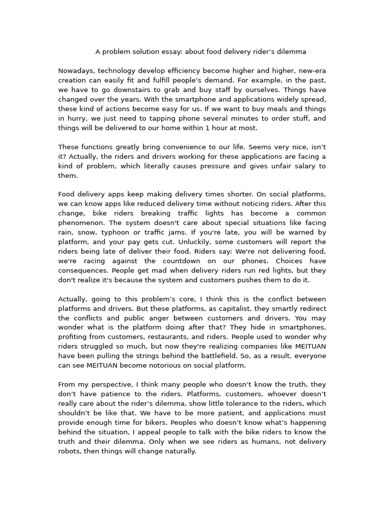 A Problem Solution Essay Pdf