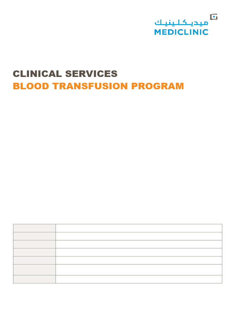 Mediclinic Blood Transfusion Policy | PDF | Blood Transfusion | Blood Type