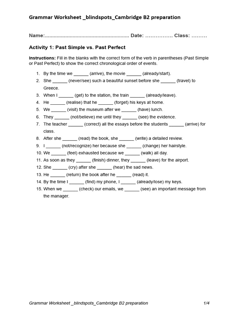 B2 Grammar Worksheet: Tenses & Modals | PDF | Linguistic Typology ...