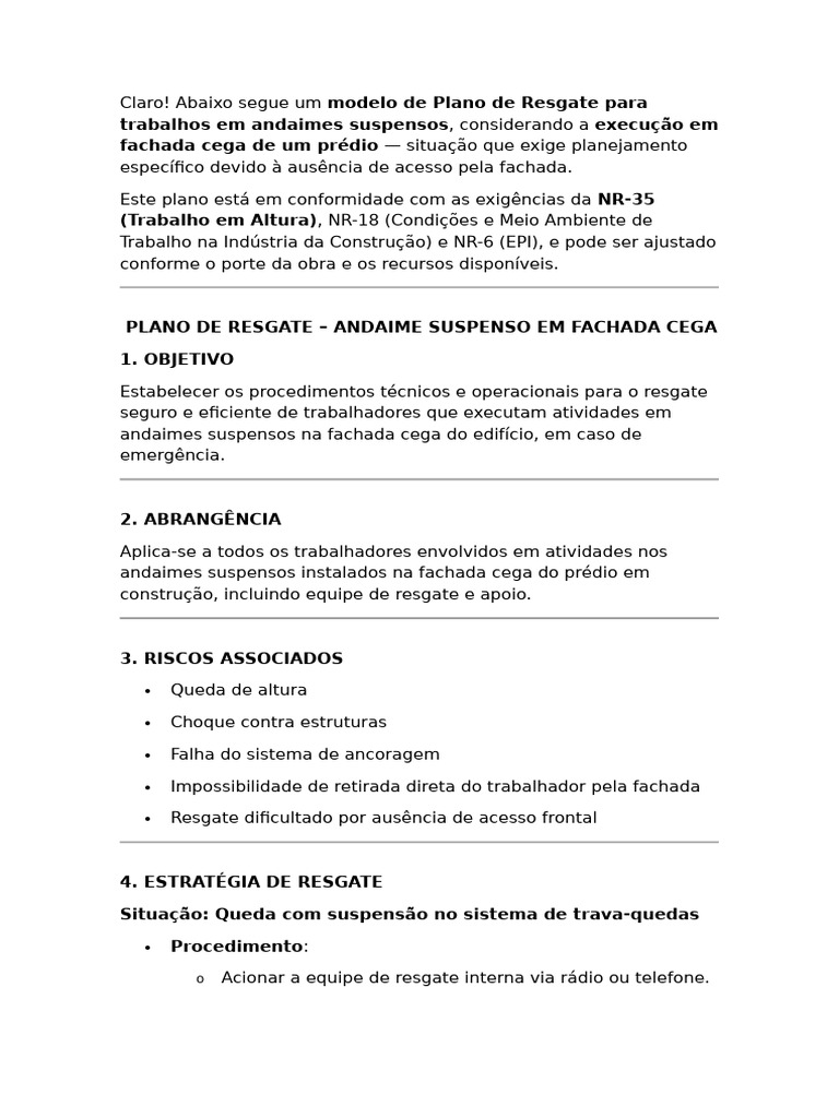 Modelo Plano de Resgate | PDF