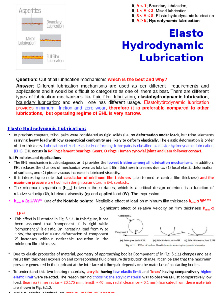 Elasto-Hydrodynamic Lubrication | PDF | Deformation (Engineering) | Elasticity (Physics)