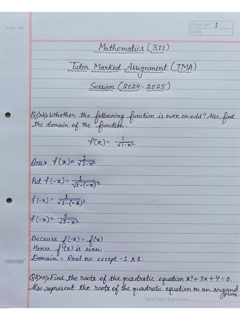 Mathematics (311) Handwritten Tma 2025 (E) (1) | PDF