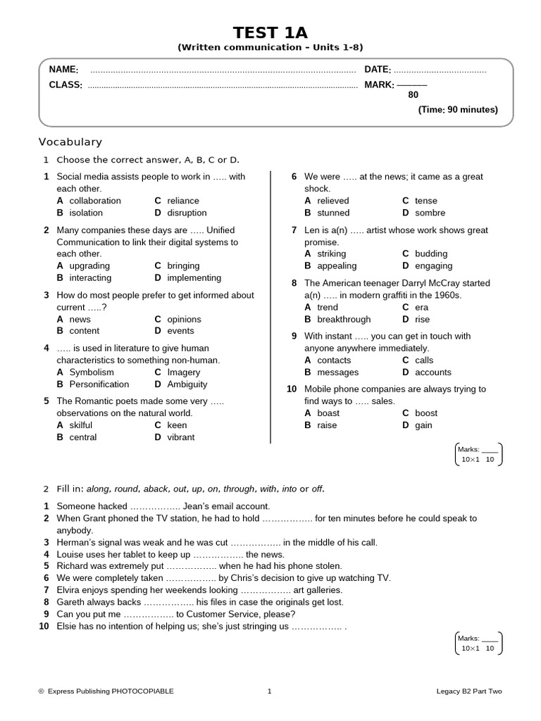 Legacy B2 Part 2 Written Test Guide | PDF | News | Newspapers