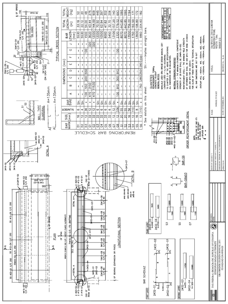 B-06 Bridge RC Deck Girder 12m Span Width 7.3 Sheet 2 | PDF