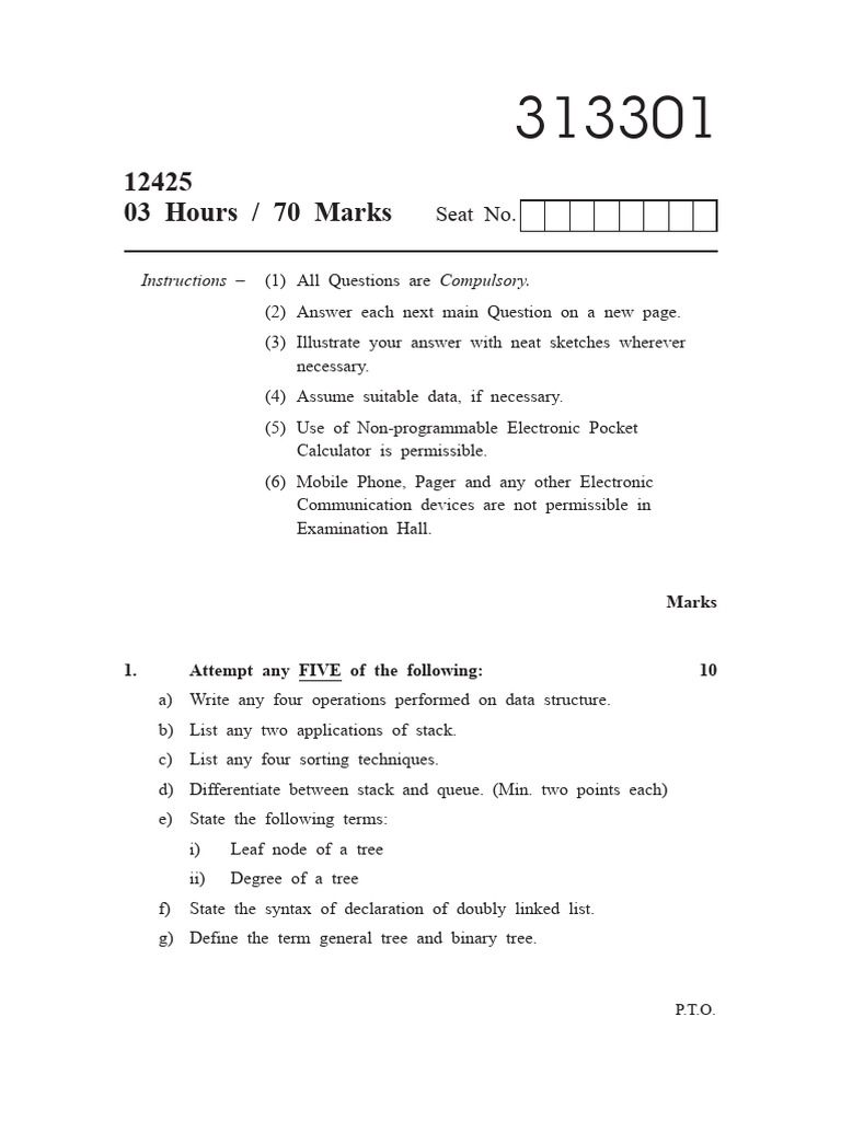 2024 Winter Question Paper | PDF | Algorithms And Data Structures | Computer Programming