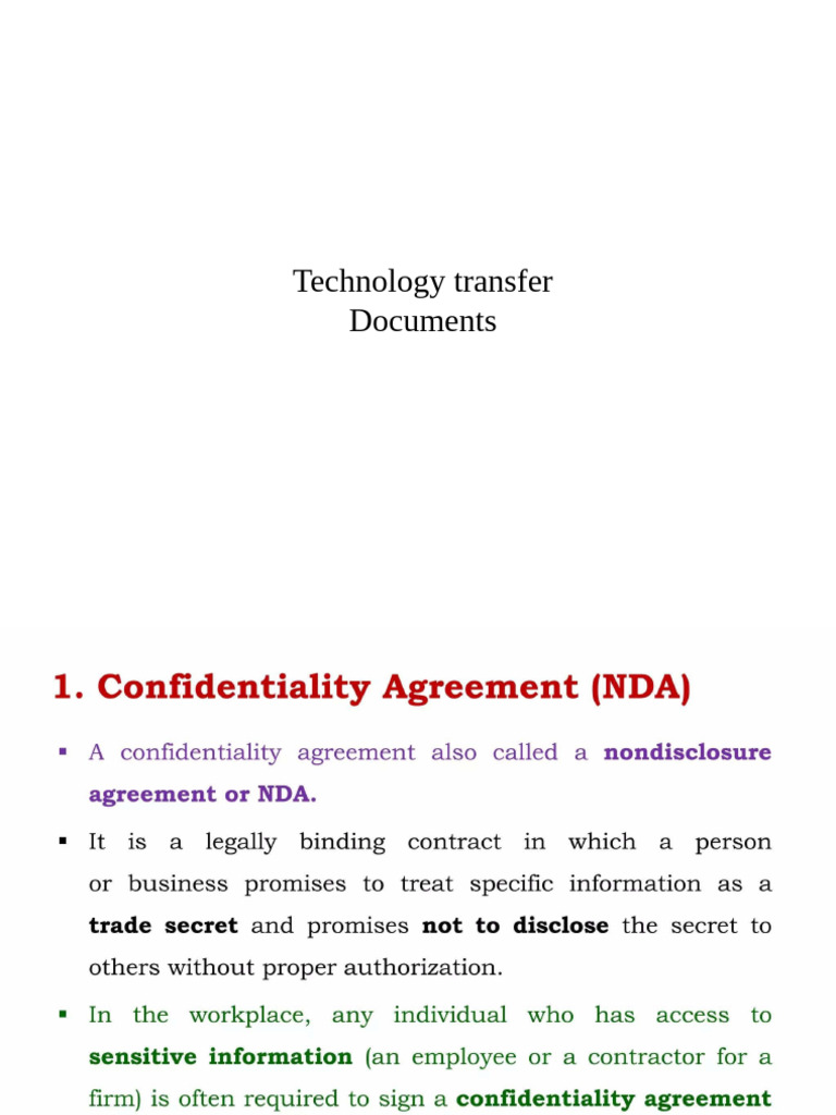 Technology Transfer Documents | PDF