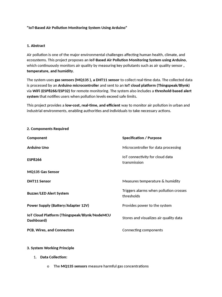IoT-Based Air Pollution Monitoring System Using Arduin | PDF | Internet ...