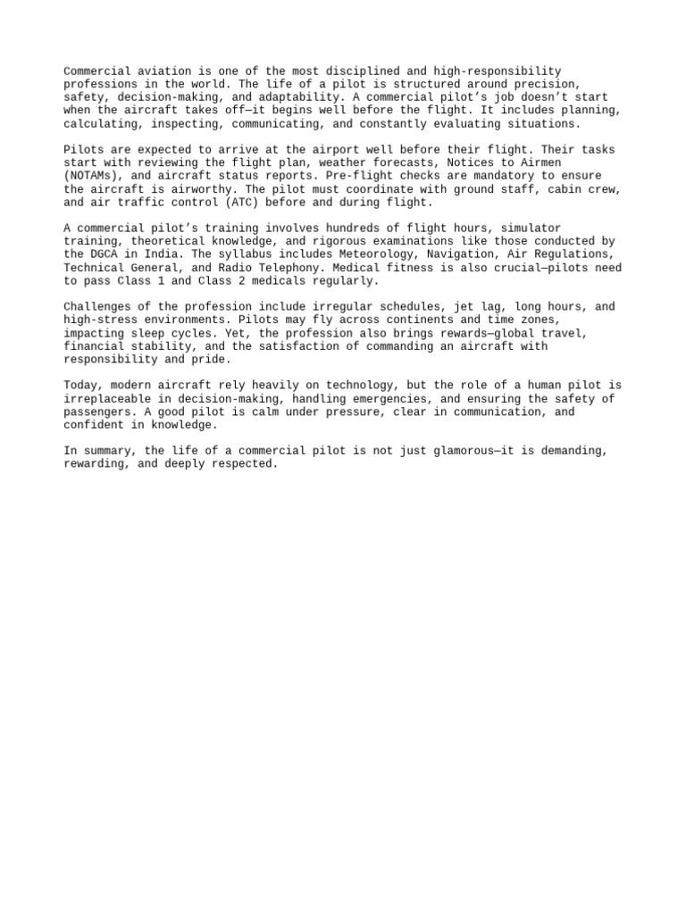 The Life of A Commercial Pilot | PDF