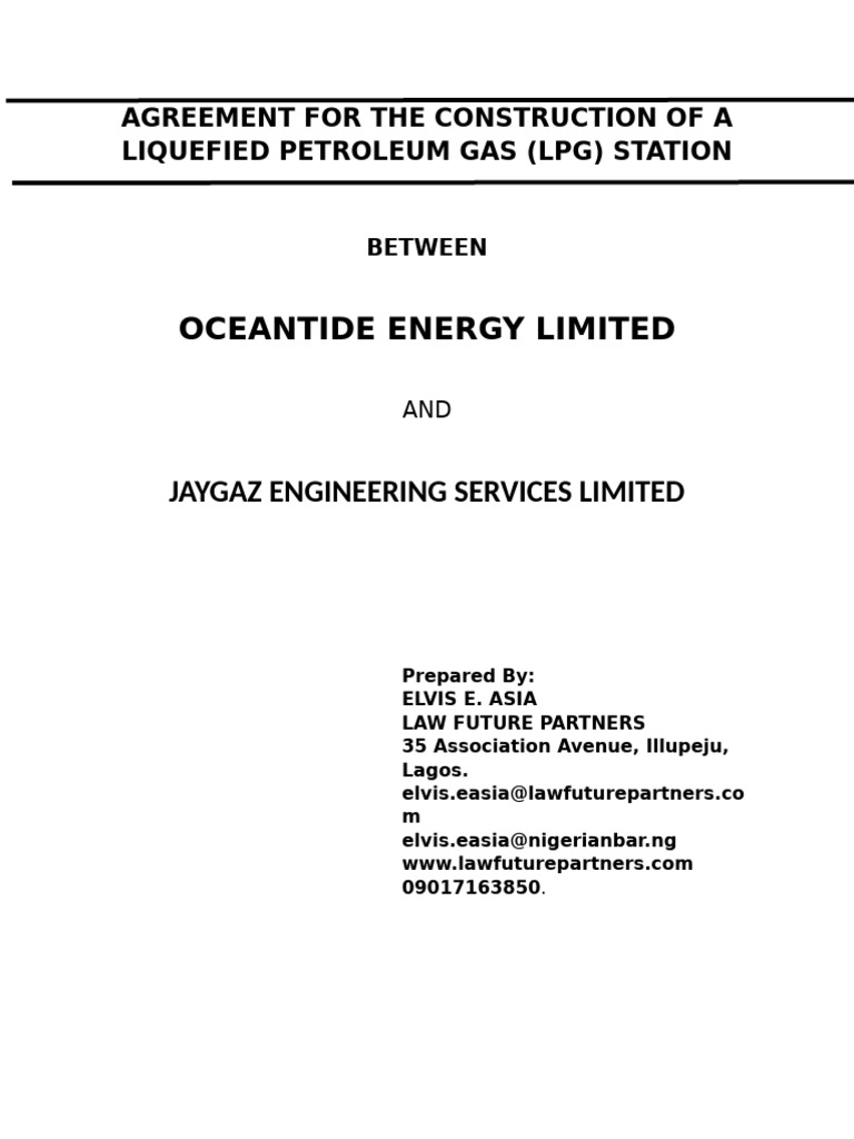 Agreement For The Construction of A Liquefied Petroleum Gas | PDF ...