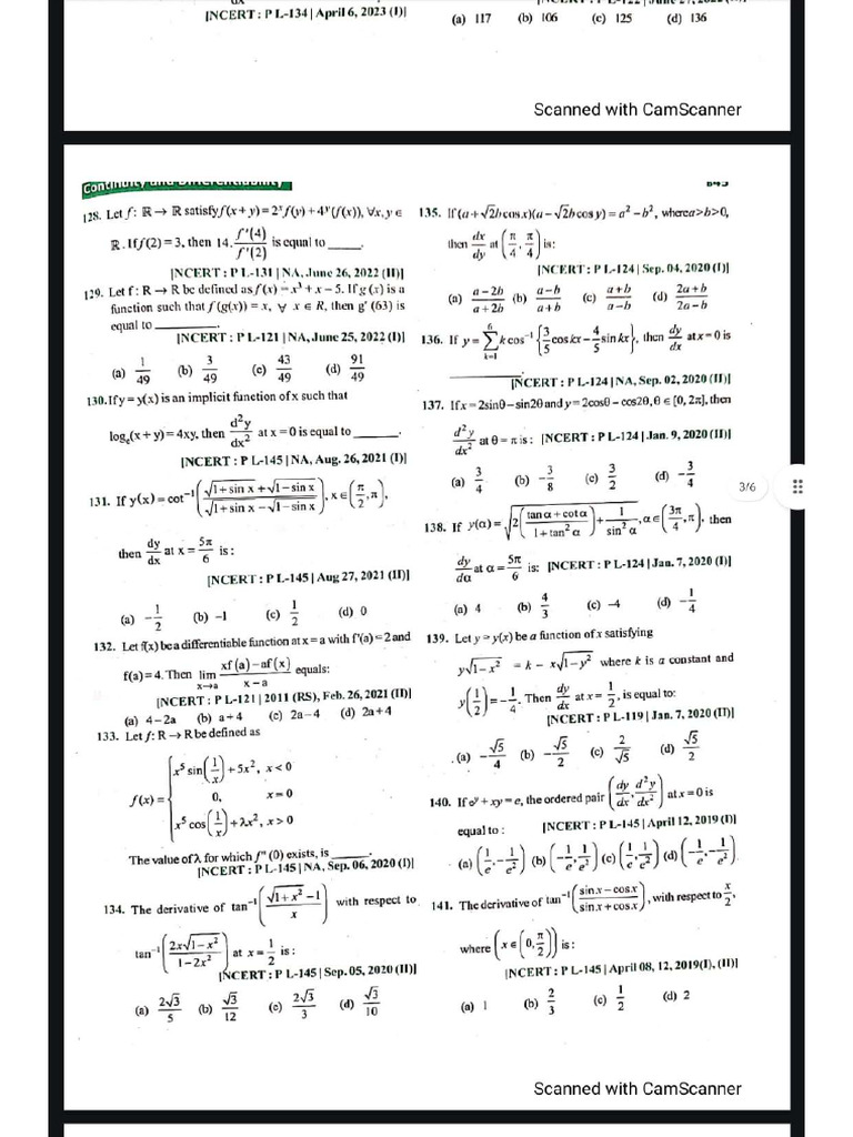 Pyq Differentiation | PDF