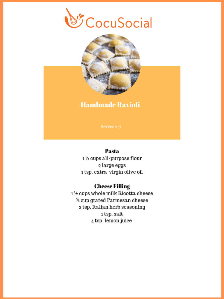 Handmade Ravioli-Recipe - 240901 - 231300 | PDF | Pasta | Dough