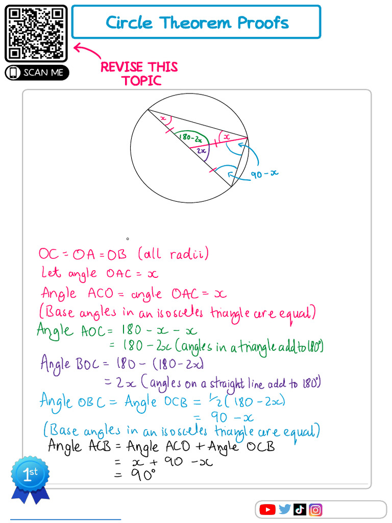 Circle Theorem Proofs Edexcel Solutions | PDF | Circle | Angle