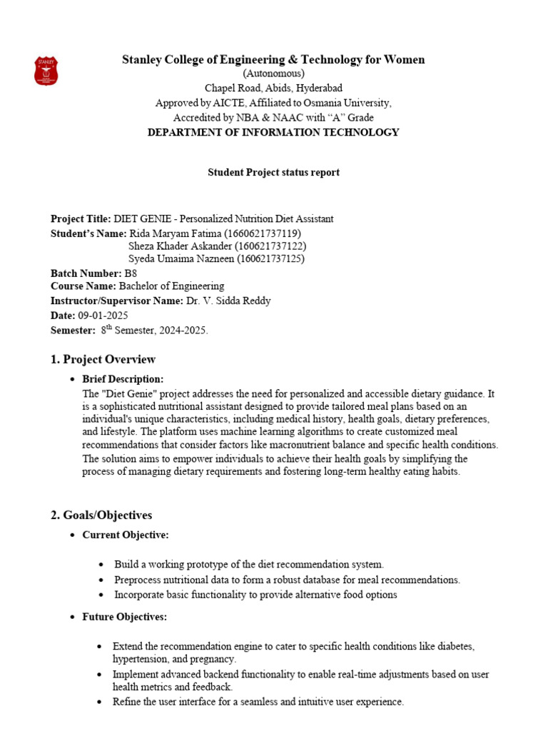 Student Project Status Report-1 | PDF | Machine Learning | Usability