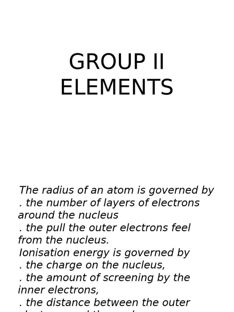 GROUP II ELEMENTS - CAPE Chemistry Unit 1 | PDF | Oxide | Solubility