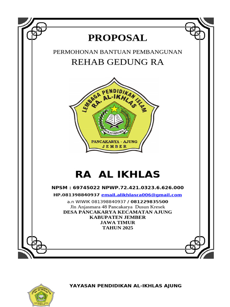 PROPOSAl PENGAJUAN RKB IRWANTO 2024 B. WIWIK | PDF