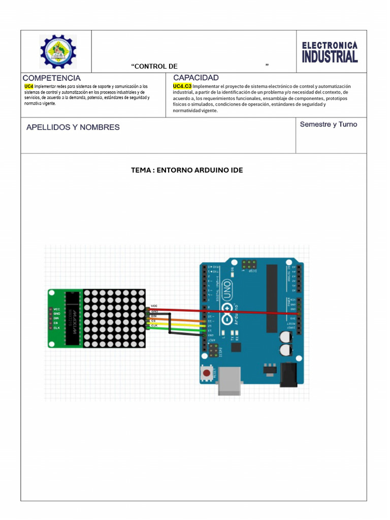 Ficha Practica #02 - CTR - Matriz Led | PDF | Diodo emisor de luz | Arduino