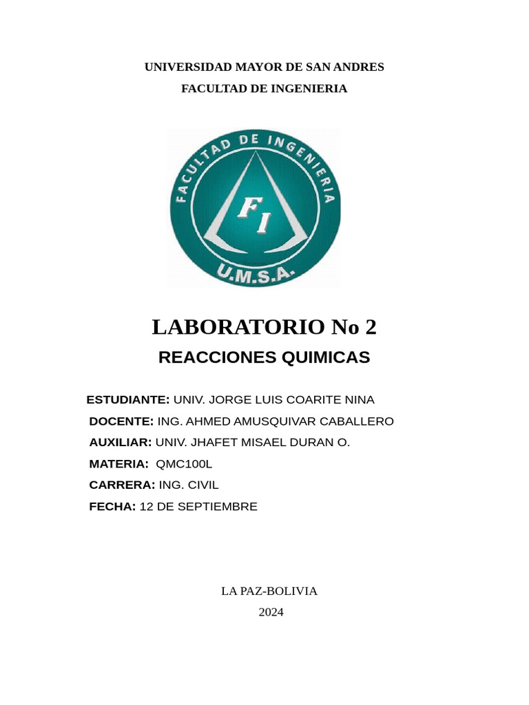 Inf Practica 2 | PDF | Redox | Reacciones químicas