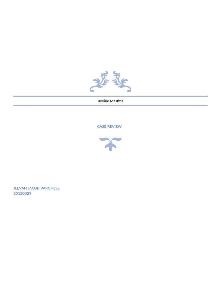 BOVINE MASTITIS - Case Review | PDF | Medical Specialties