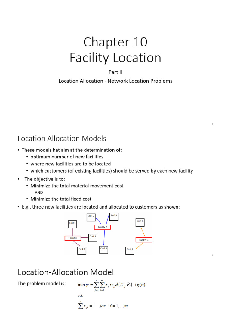 Chapter 10 - Facility Location Part II - Location Allocation and Network Location | PDF ...