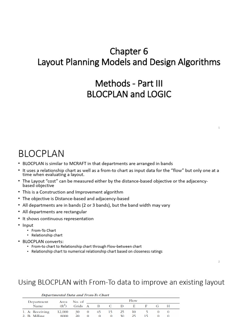 Chapter 6 - Methods Part III - BLOCPLAN and LOGIC | PDF | Length ...