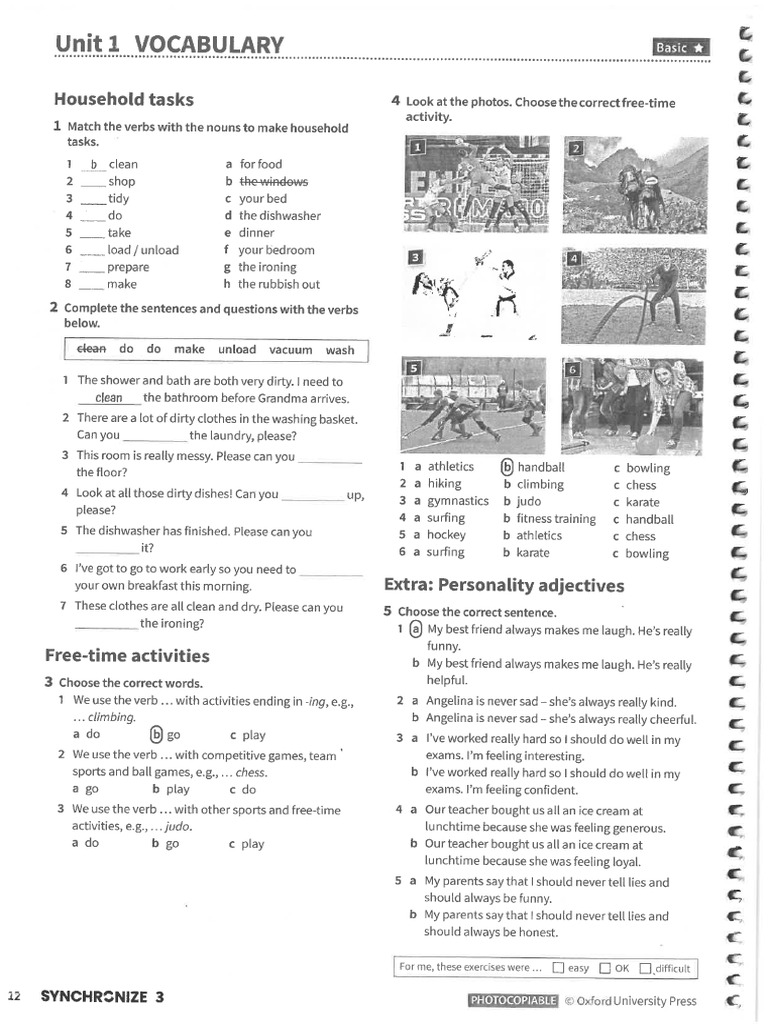3rd ESO - Vocabulary Exercises - Basic | PDF