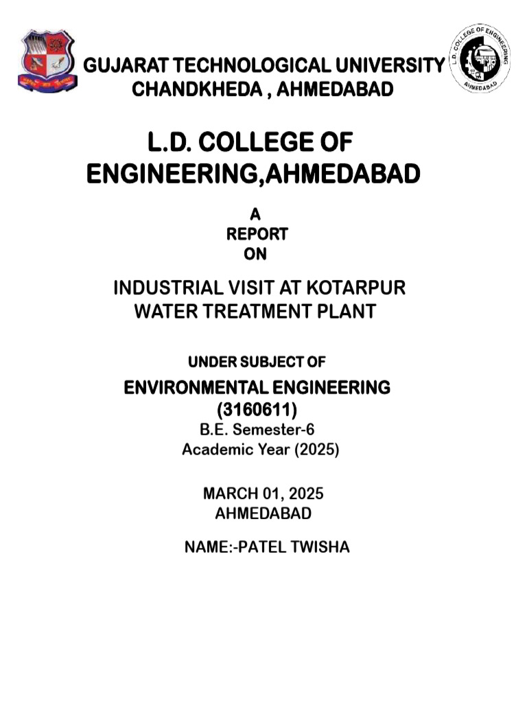 Industrial Visit Report: Kotarpur Water Plant | PDF | Water ...