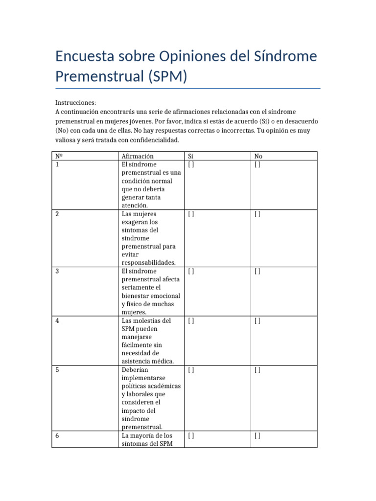 Escala Thurstone SPM | PDF | Síndrome premenstrual | Enfermedades y ...