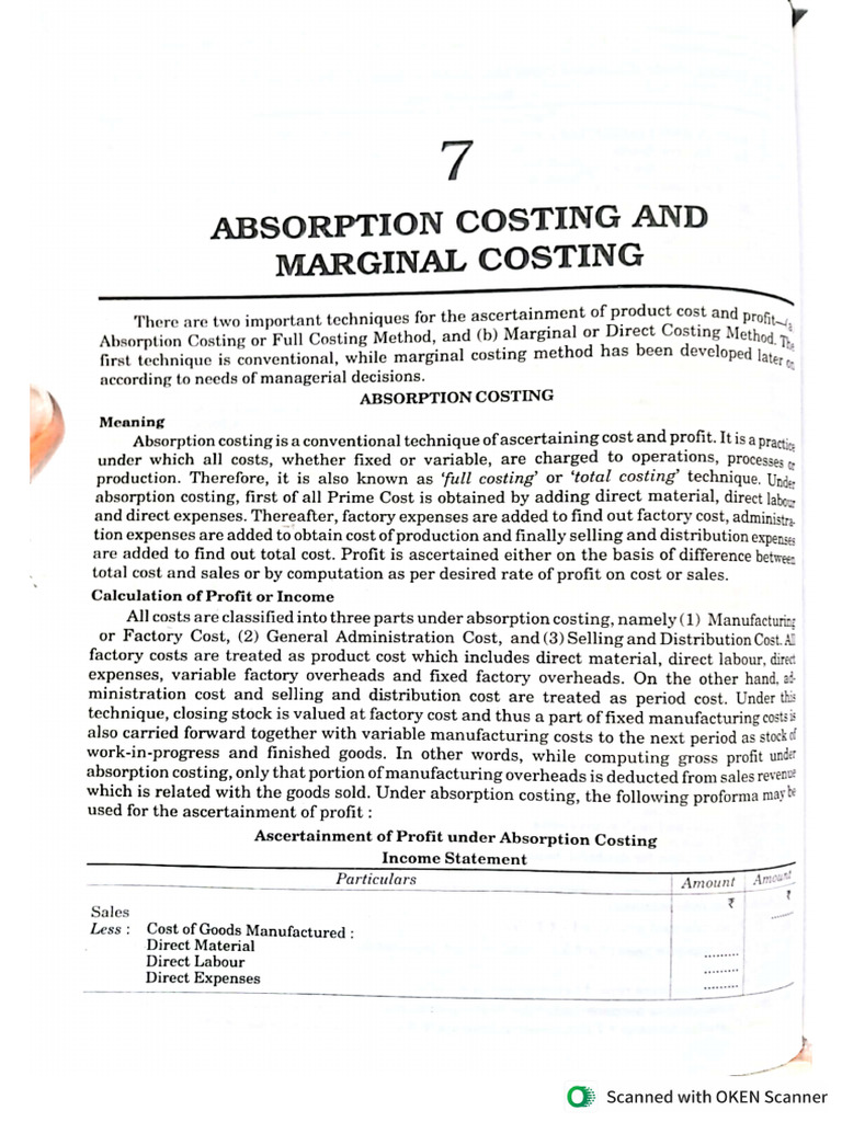 Absorption &Marginal Costing (1) | PDF