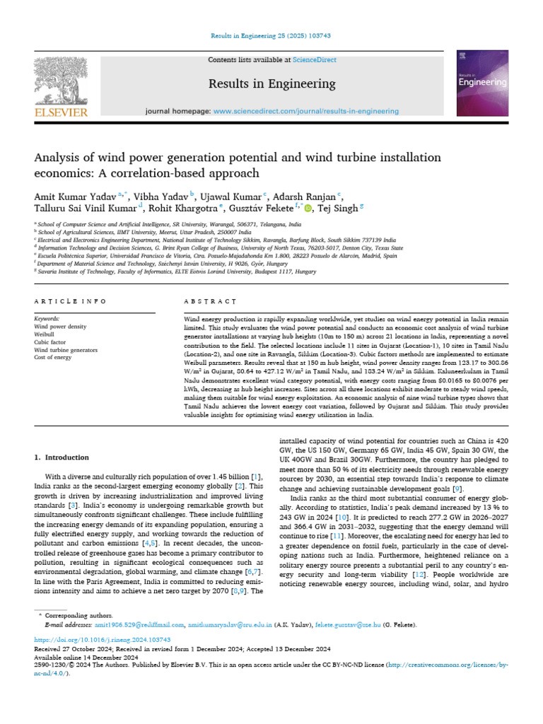 Analysis of Wind Power Generation Potential and Wind Turbin - 2025 ...
